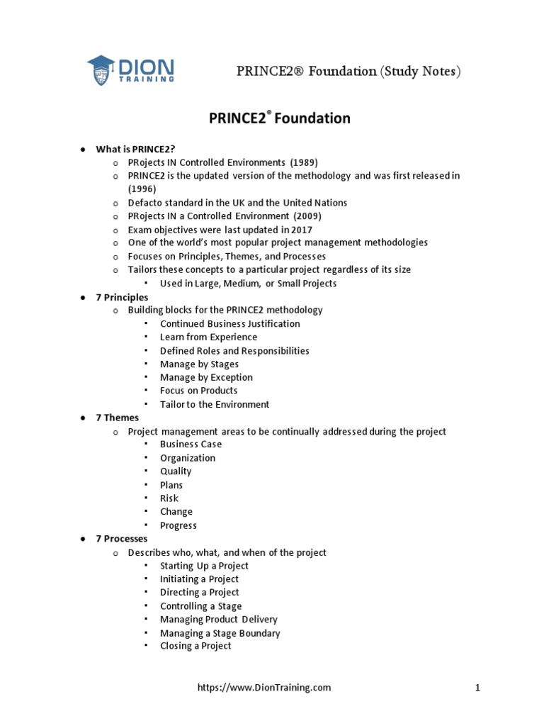 PRINCE2® Foundation (Study Notes) | PDF | Risk Management | Risk