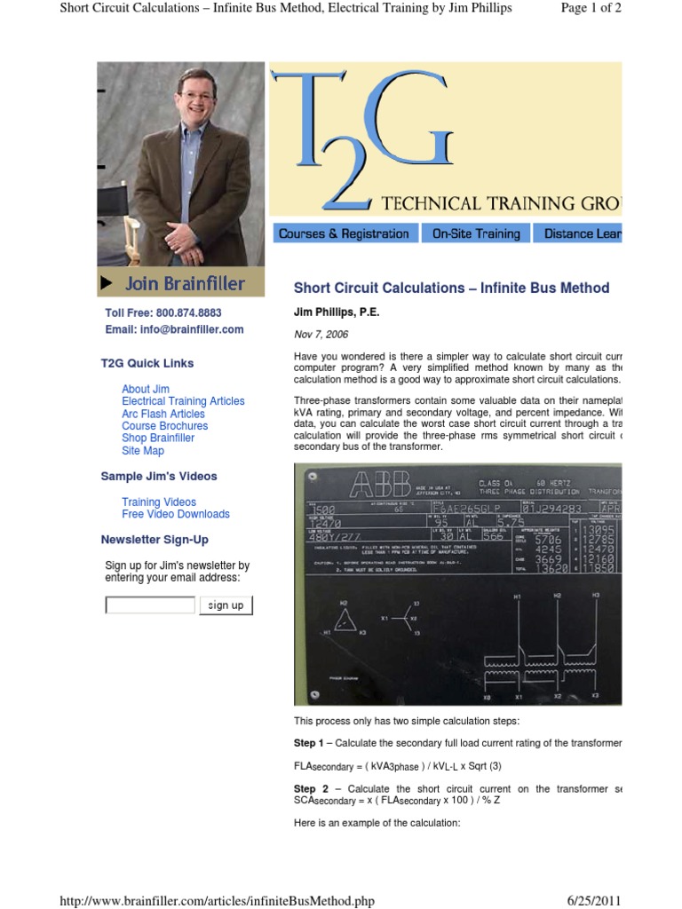 Short Circuit Calculation - Infinite Bus Method | PDF | Transformer | Electrical Impedance