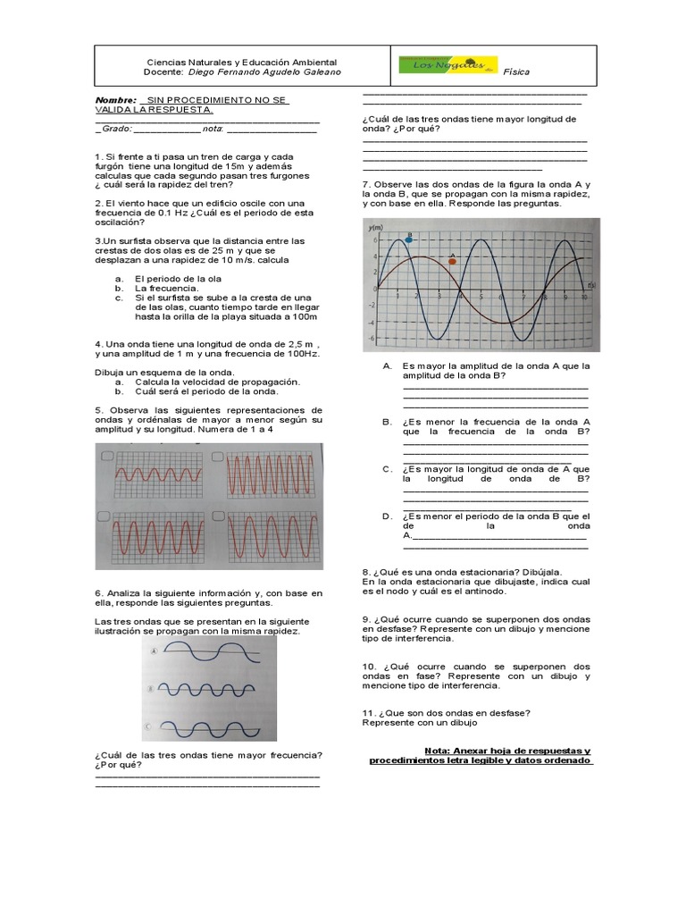 Hoja De Trabajo Para Calcular La Velocidad De Las Olas