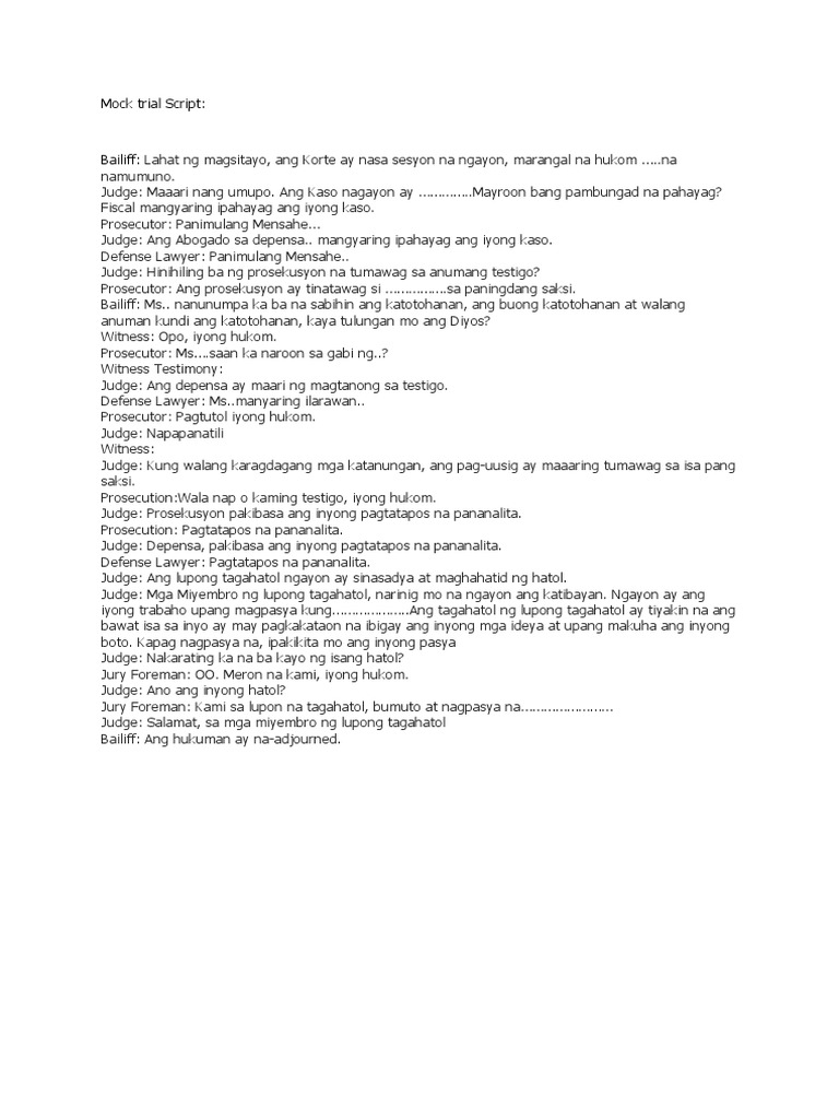 Mock Trial Script | PDF