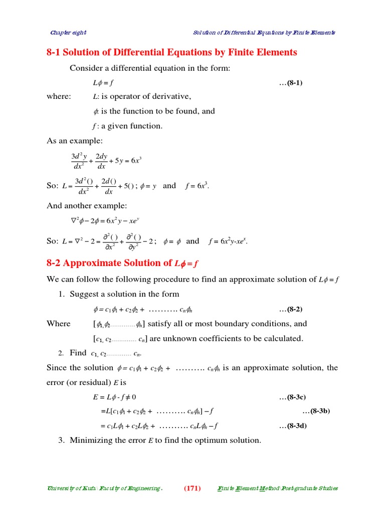 8-1 Solution of Differential Equations by Finite Elements | PDF ...