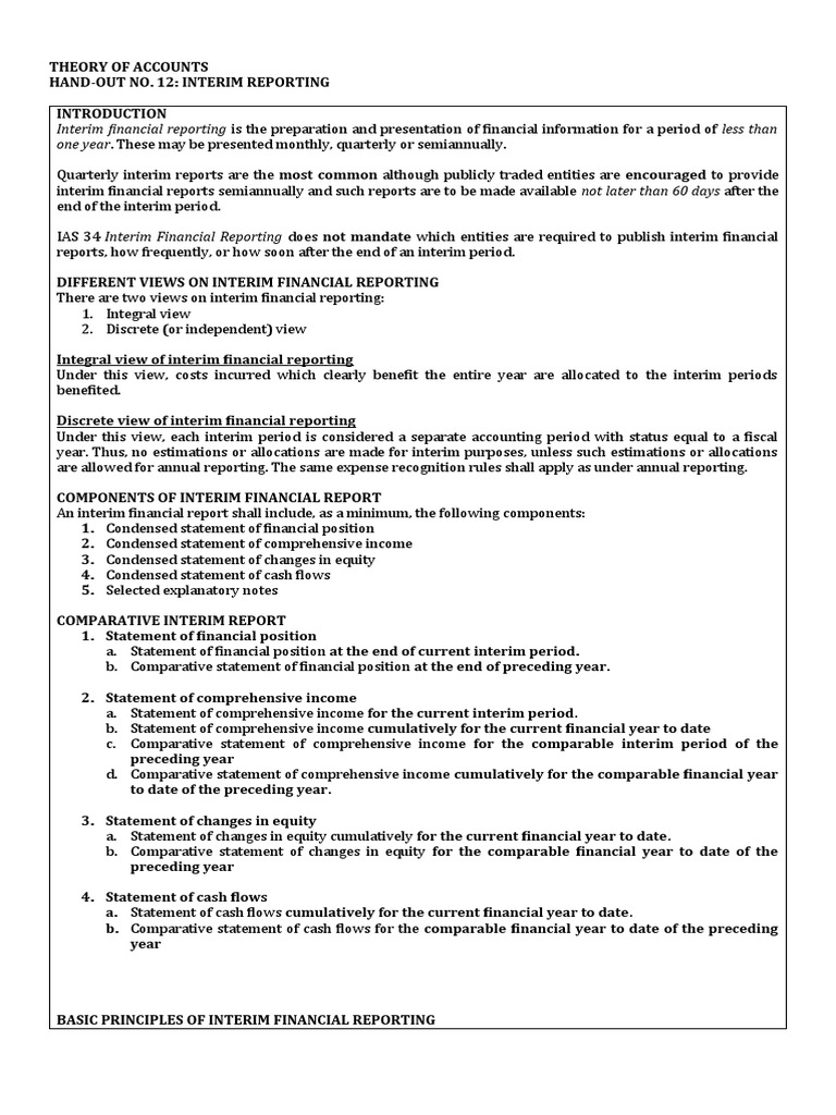 6 Interim Reporting | PDF | Financial Statement | Income Statement