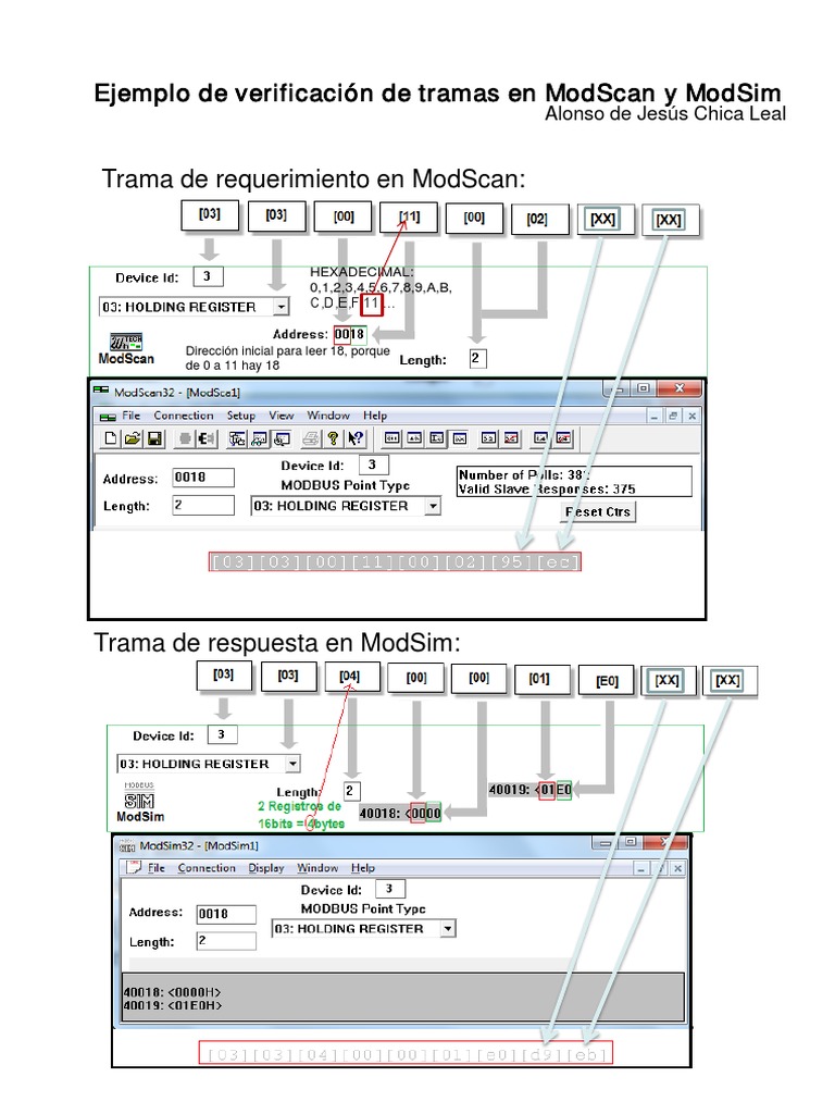 Verificación de Tramas Modbus en ModScan y ModSim PDF | PDF