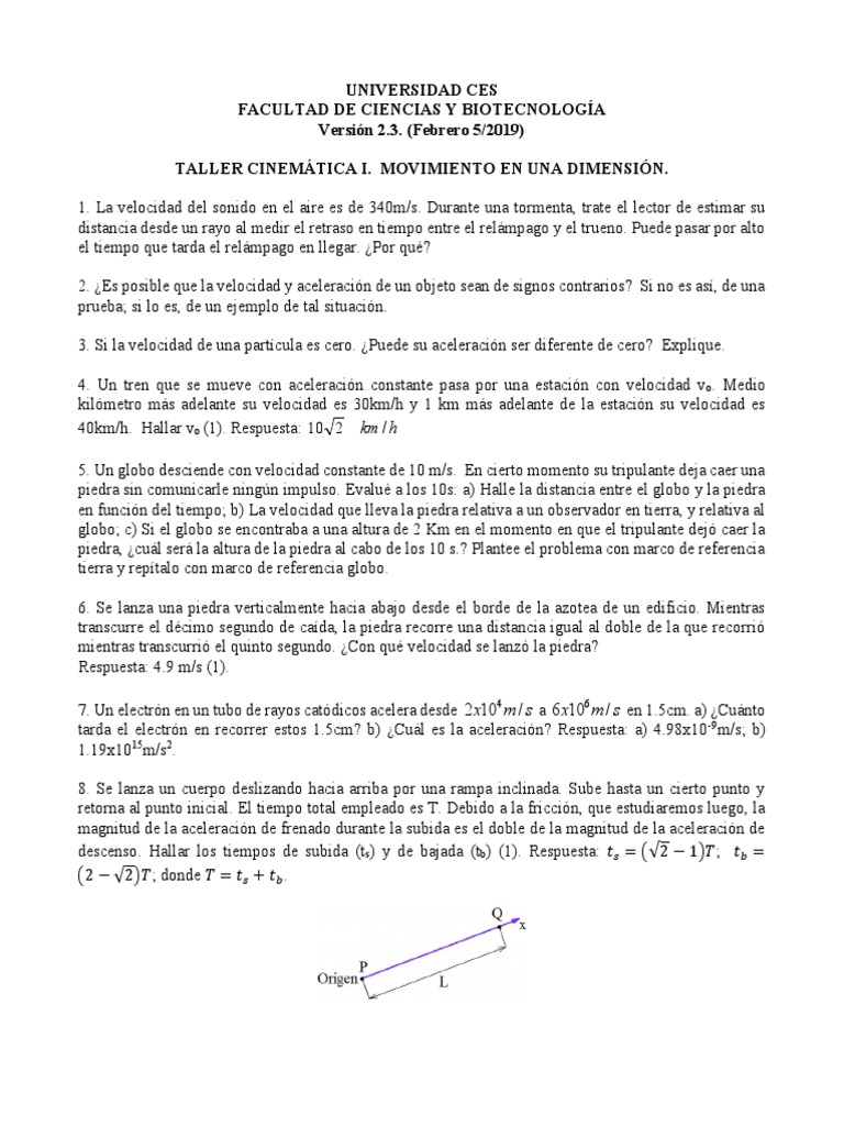 Taller Cinemática PDF | PDF | Velocidad | Cinemática