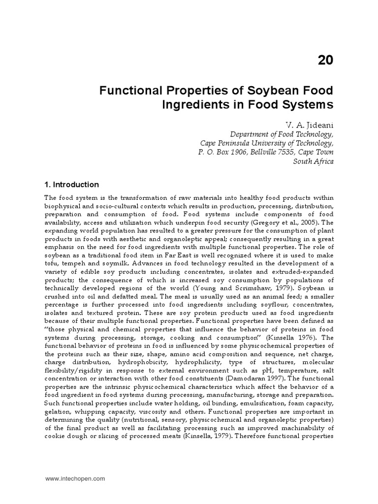 Functional Properties of Soy Flour | PDF | Soybean | Emulsion