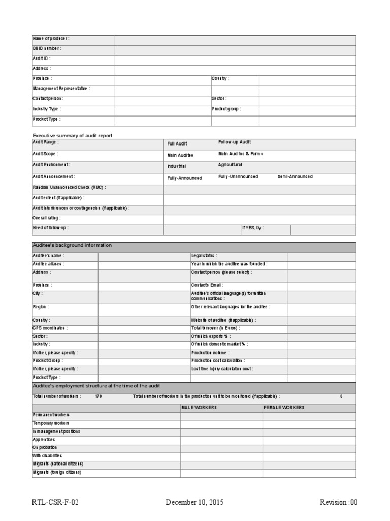 RTL-CSR-F-02 - BSCI Audit Summary & CAP Report. | PDF | Occupational ...
