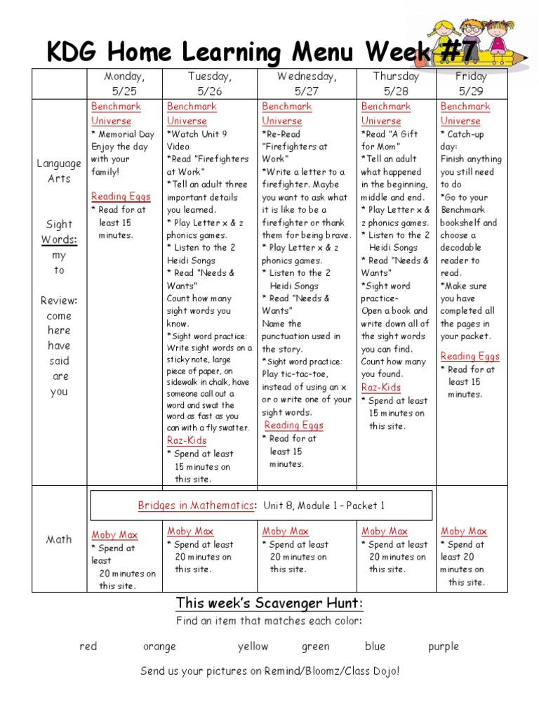 KDG Distance Learning - Week 7 | PDF | Phonics