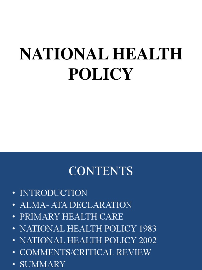 National Health Policy | PDF | Medicine | Public Sphere