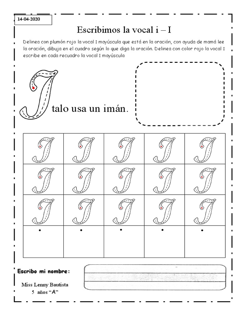 Aprendemos A Escribir La Vocal I I | PDF