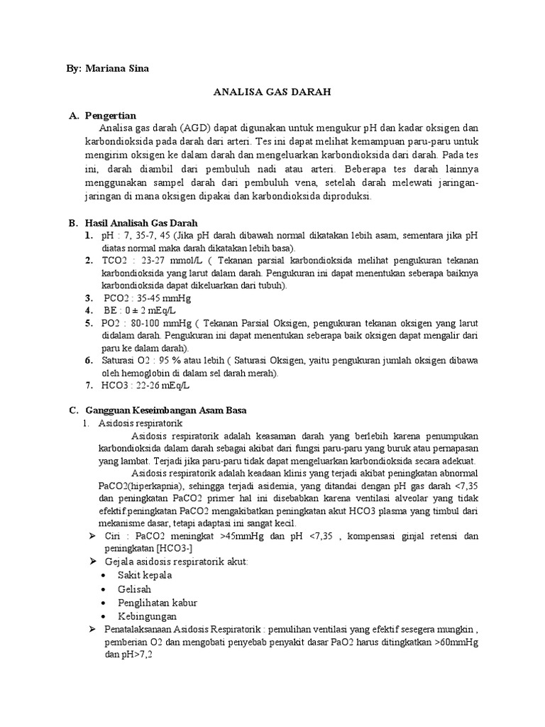 Analisa Gas Darah (AGD) | PDF