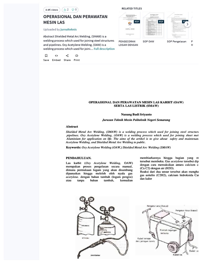 Operasional Dan Perawatan Mesin Las PDF | PDF