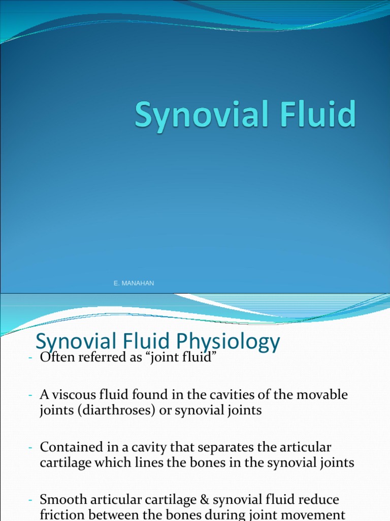 Synovial Fluid | PDF | Tissue (Biology) | Medical Specialties