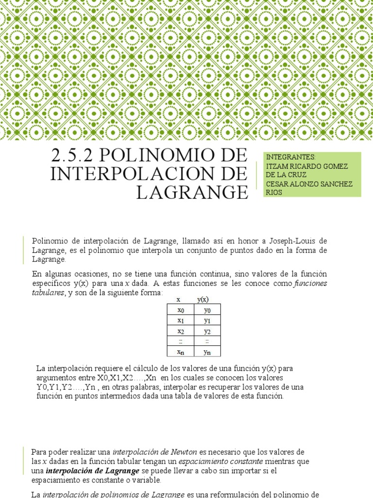 Polinomio de Interpolacion de Lagrange | PDF | Función (Matemáticas) | Análisis numérico