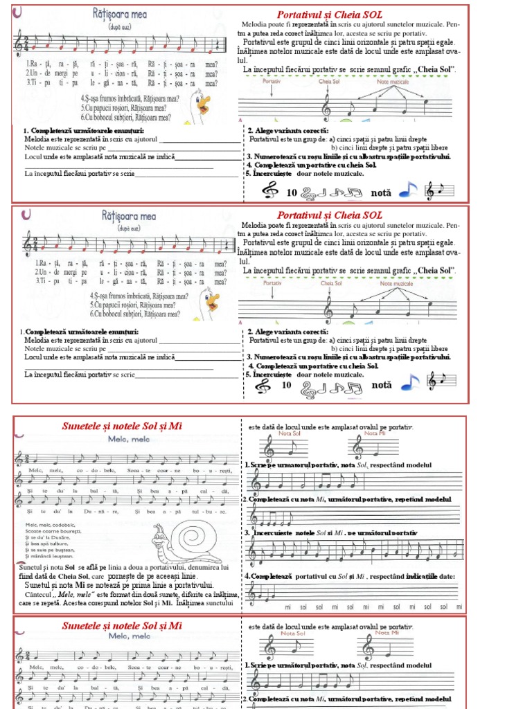 Portativul Si Notele Muzicale PDF | PDF
