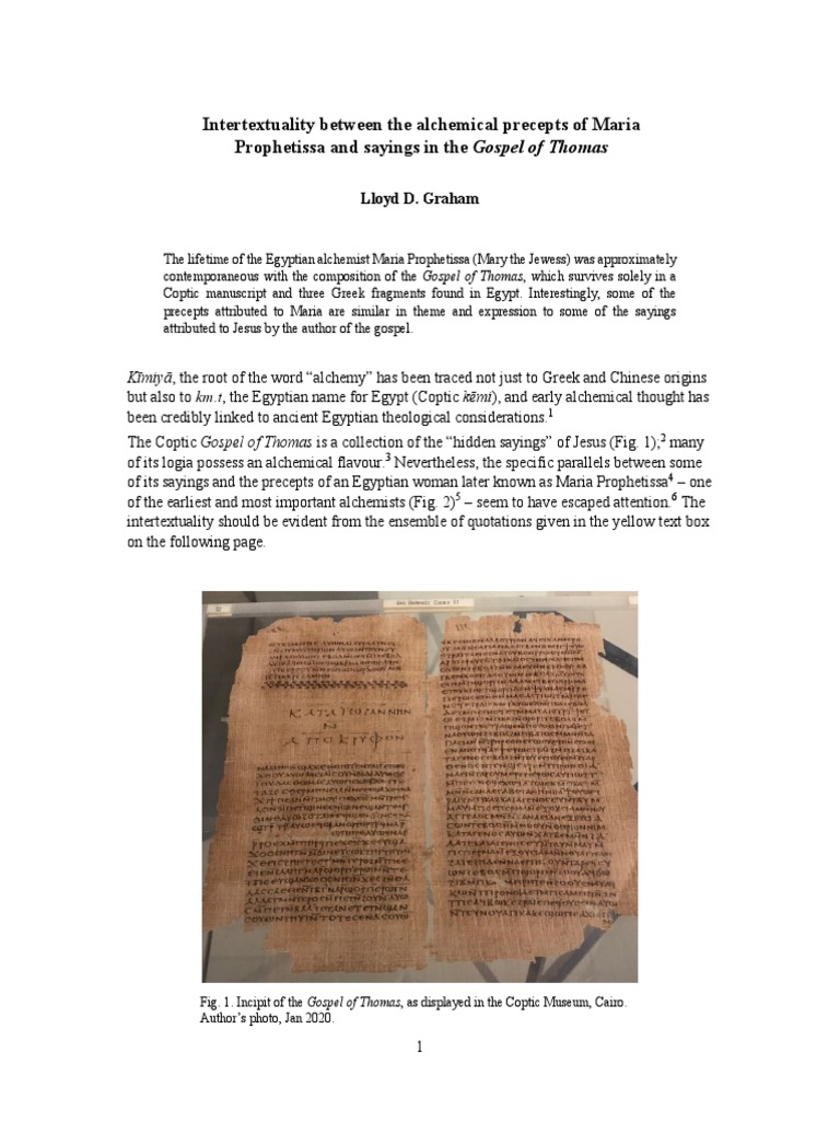 Intertextuality Between The Alchemical Precepts of Maria Prophetissa ...