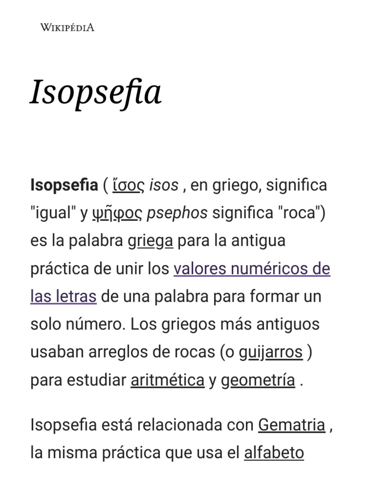 Isopsefia - Wikipedia, La Enciclopedia Libre | PDF | Alfabeto griego ...