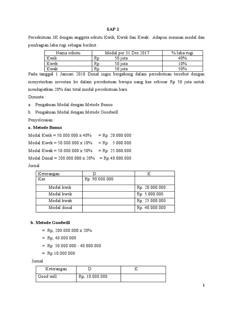 Contoh Soal AKL SAP 1 | PDF