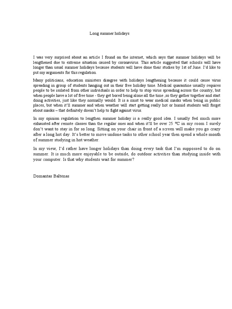 Long Summer Holiday Domanto Balteno | PDF