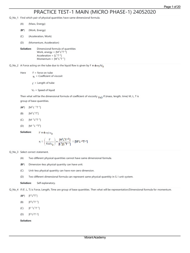 Jee Main Sample Paper | PDF | Velocity | Force