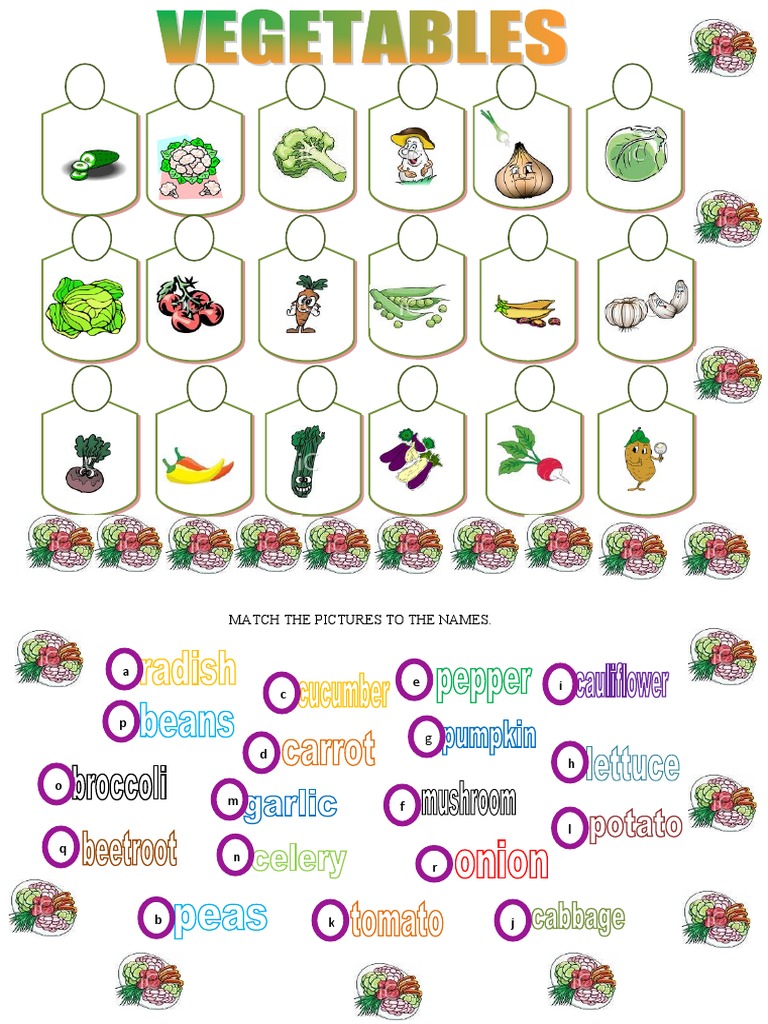 Vegetables Matching Fun Activities Games - 3884 | PDF