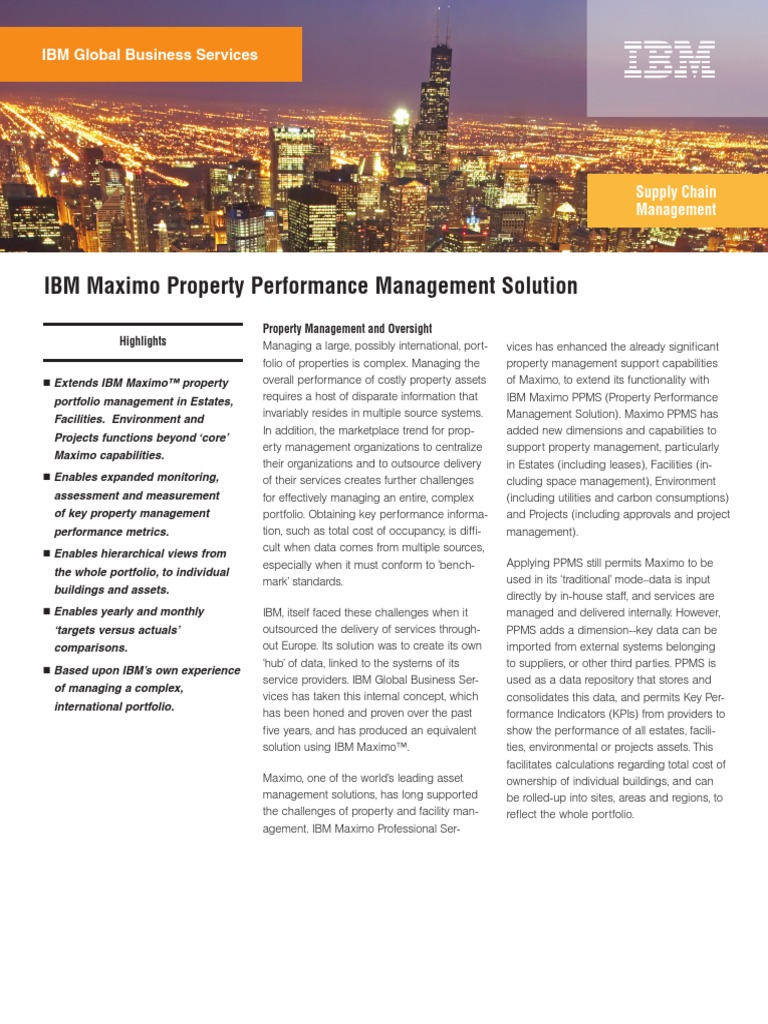 Maximo Property Performance MGMT Solution Brief | PDF | Outsourcing | Waste