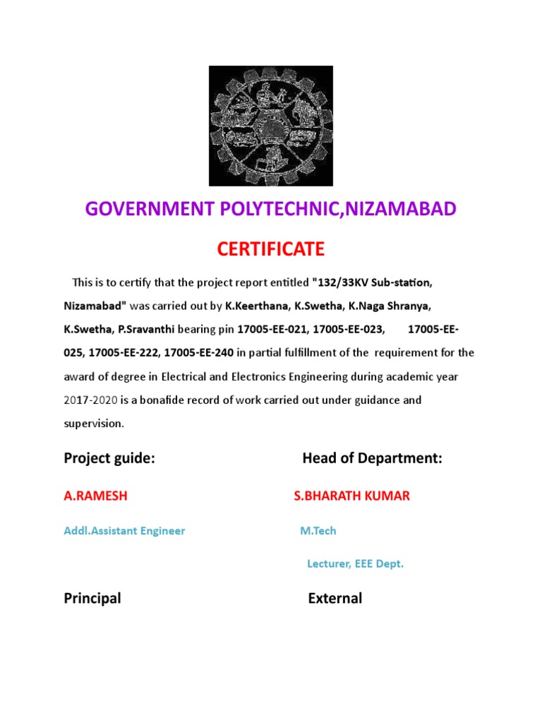Government Polytechnic, Nizamabad: Certificate | PDF