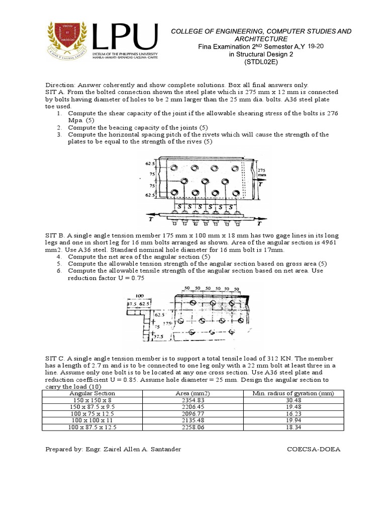 Structural design problems and solutions | PDF | Screw | Stress (Mechanics)