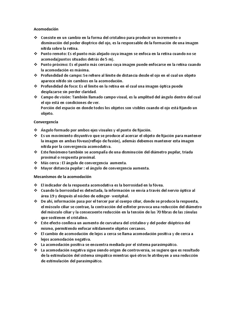 Acomodación y Convergencia | Descargar gratis PDF | Ojo humano ...