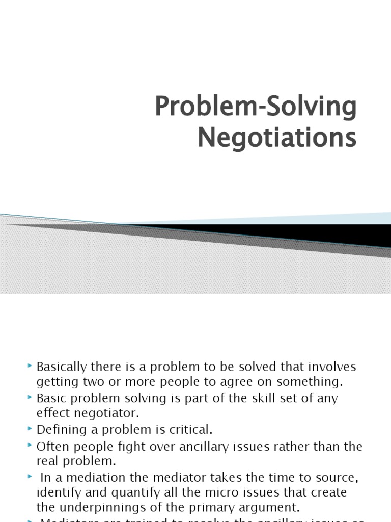 Problem‐Solving Negotiations | Negotiation | Psychological Concepts
