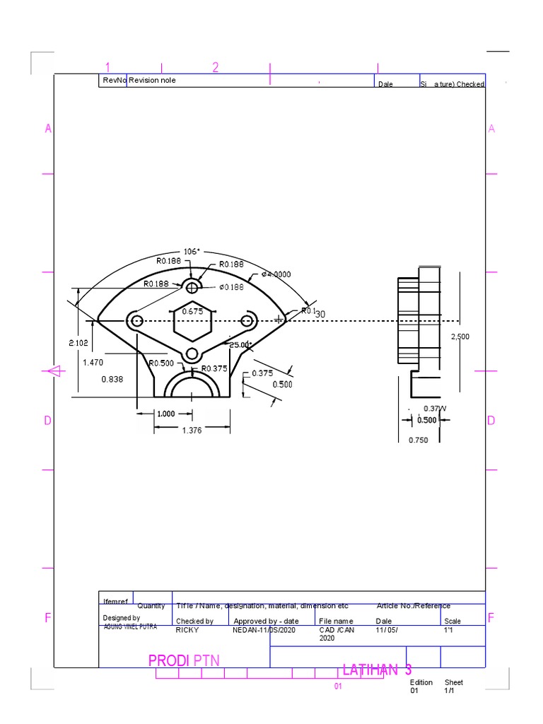 LATIHAN 3 - ISO A4 Title Block (Portrait) | PDF