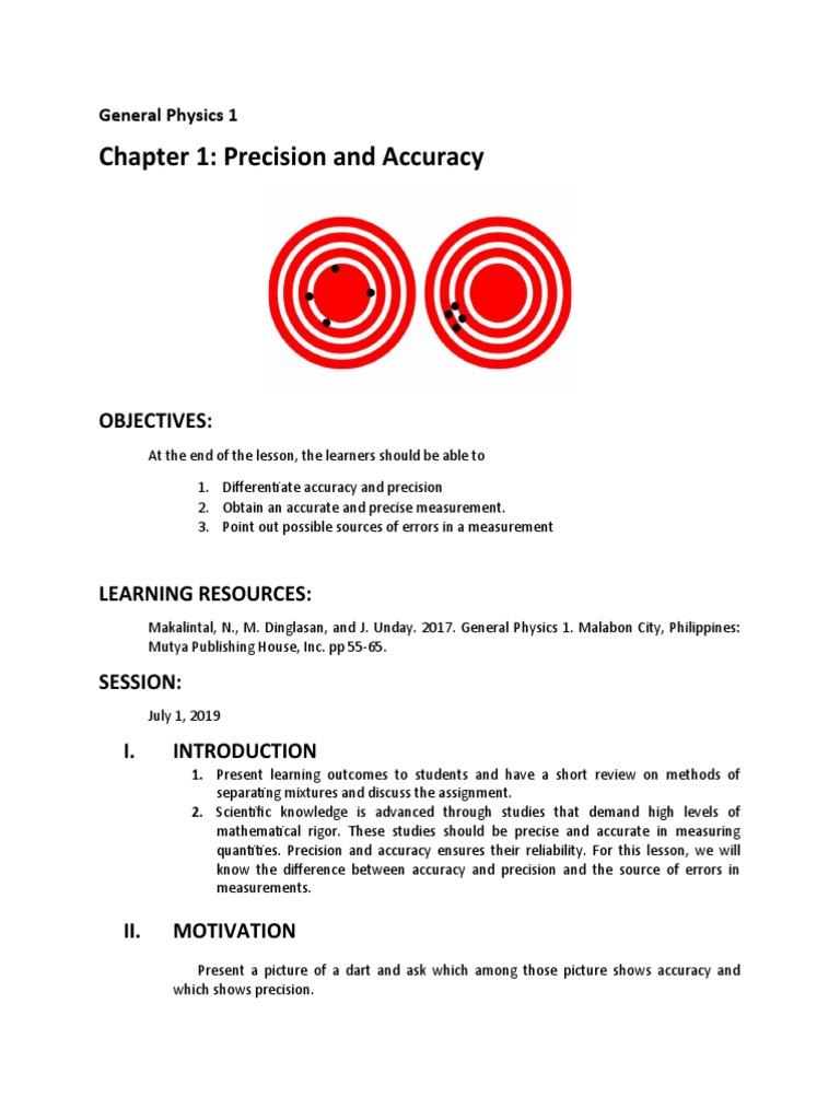 Chapter 1: Precision and Accuracy: Objectives | PDF | Accuracy And Precision | Observational Error