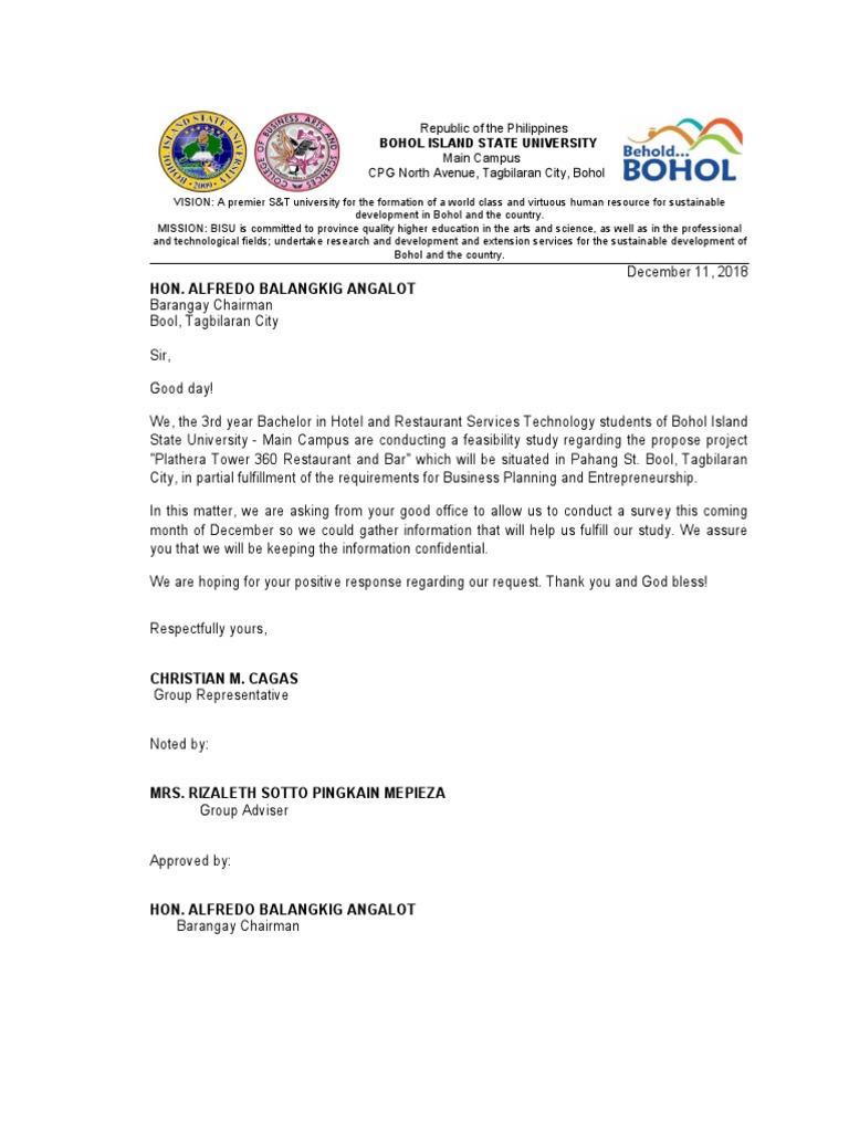Letter For Barangay Chairman | PDF
