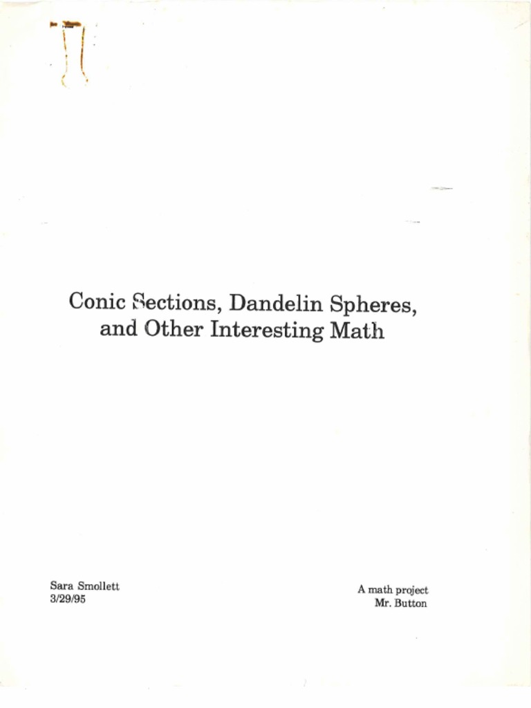 Dandelin Spheres PDF | PDF