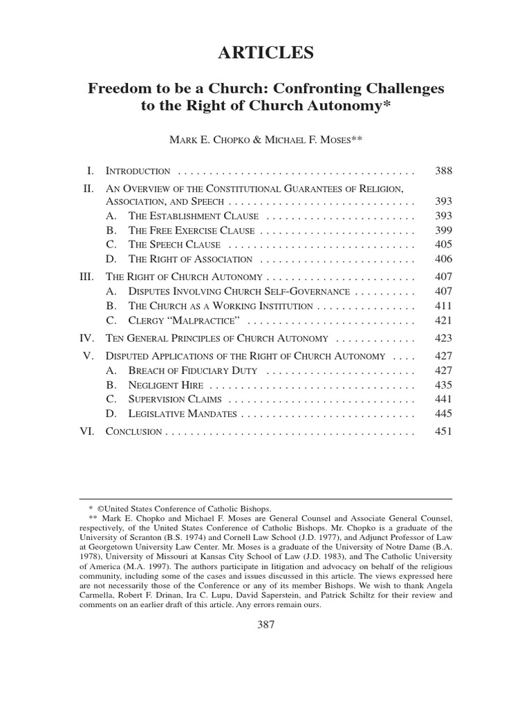 Freedom To Be A Church (Legal Article On Church Administration) | PDF ...