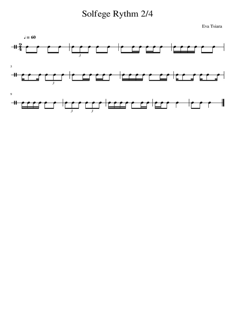 Rhythm 2/4 Solfege Exercise | PDF