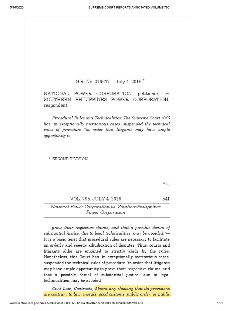 NAPOCOR v. Southern Phil Corp | PDF | Watt | Supreme Court Of The ...