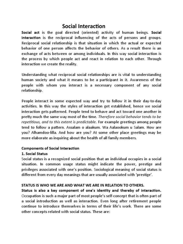 Lesson 2 Social Interaction | PDF | Social Status | Communication