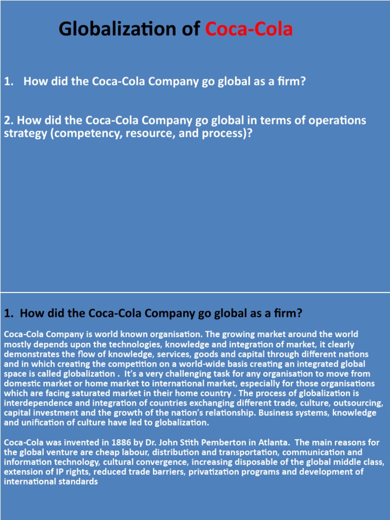 Globalization Of: Coca-Cola | PDF | Globalization | Competition