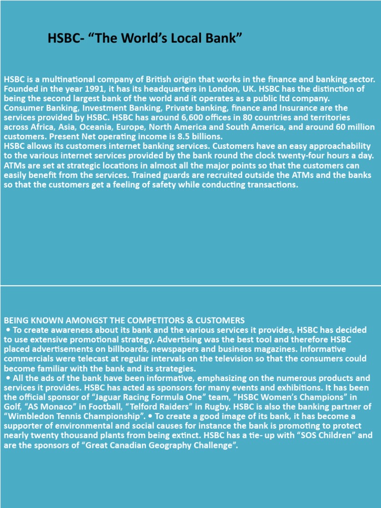 HSBC's Journey to Become "The World's Local Bank | PDF | Hsbc | Outsourcing