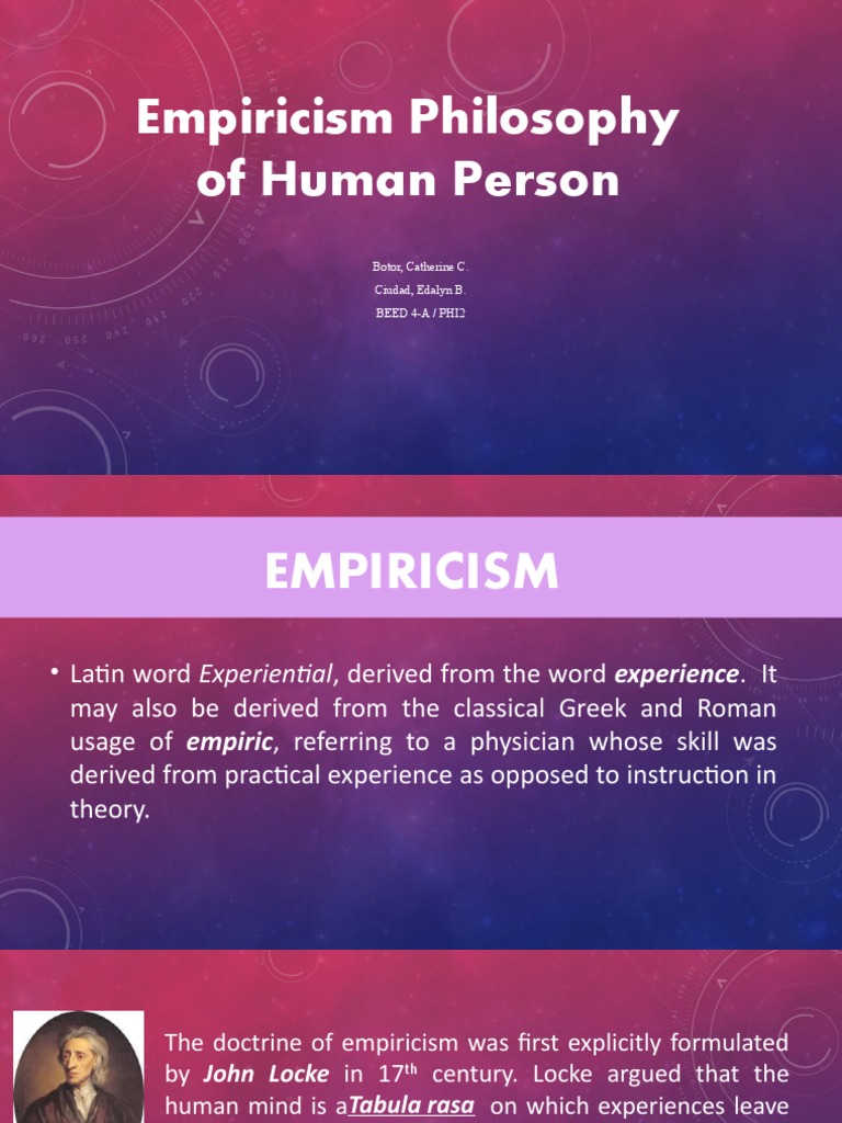 Empiricism Philosophy of Human Person: Botor, Catherine C. Ciudad ...