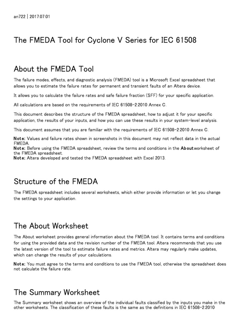 The FMEDA Tool For Cyclone V Series For IEC 61508 | PDF | Reliability ...