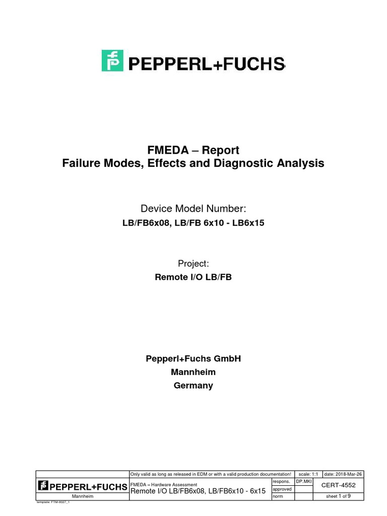 Fmeda - Report Failure Modes, Effects and Diagnostic Analysis | PDF ...