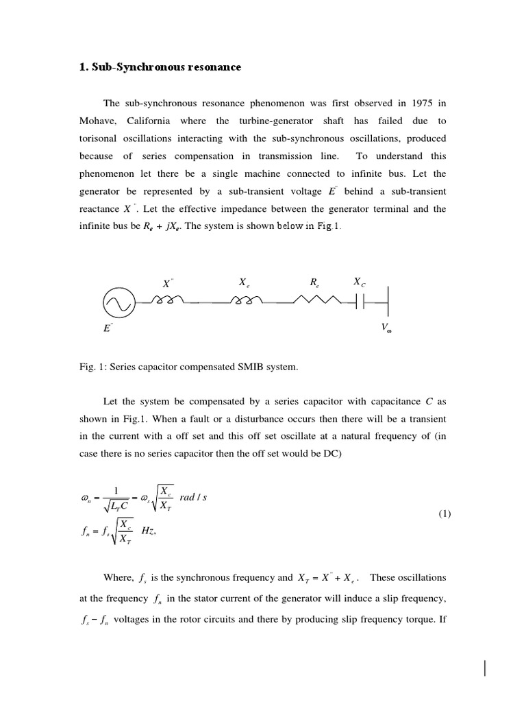 Sub-Synchronous Resonance | PDF | Electric Motor | Capacitor