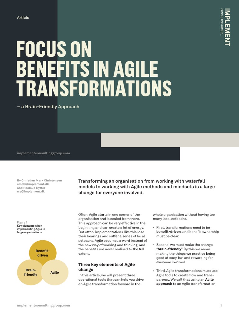 Focus On Benefits in Agile Transformations: - A Brain-Friendly Approach | PDF | Agile Software ...