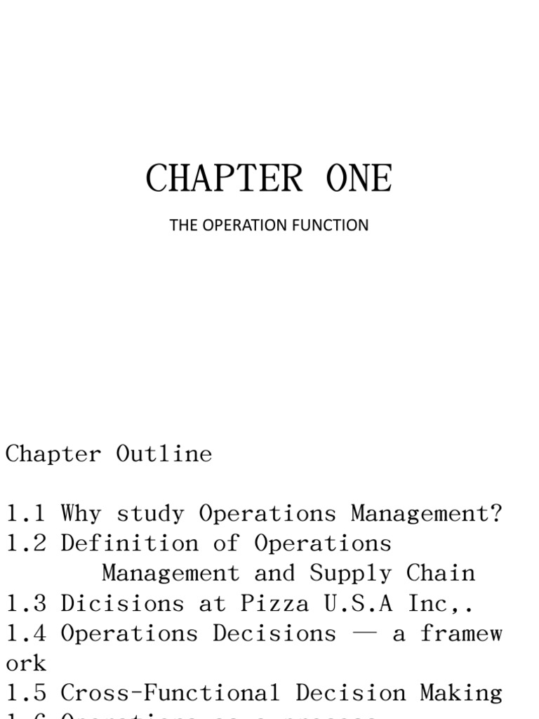 Chapter One: The Operation Function | PDF | Operations Management ...