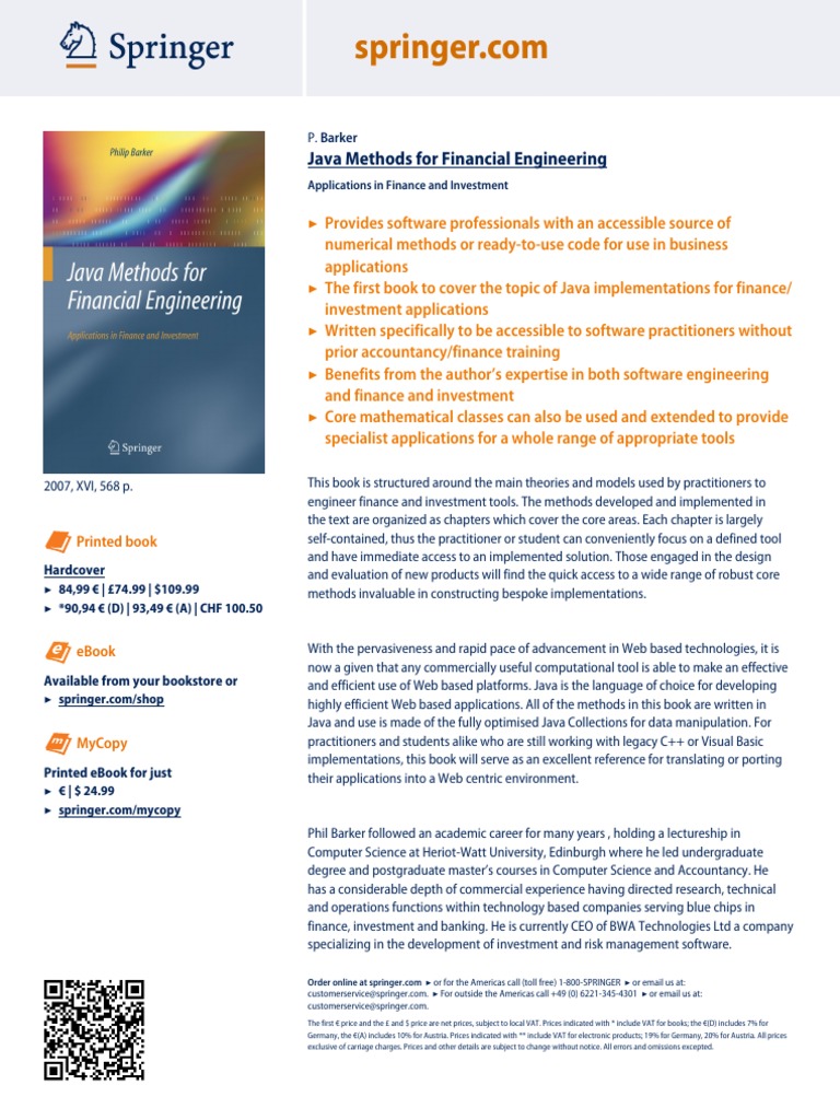 Java Methods For Financial Engineering: Printed Book | PDF | Java ...