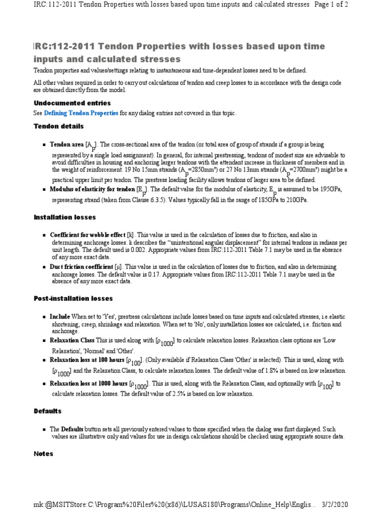 Prestress Losses IRC 112-2011 | PDF | Elasticity (Physics) | Deformation (Engineering)