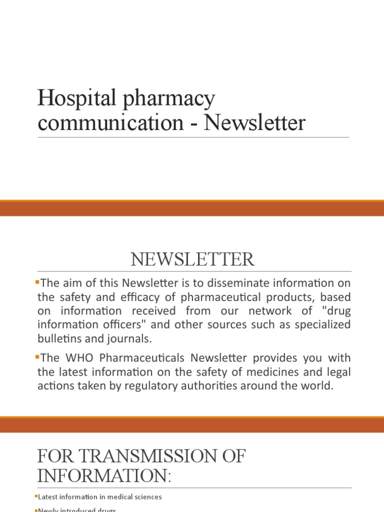 Hospital Pharmacy Newsletter | PDF | Pharmacy | News