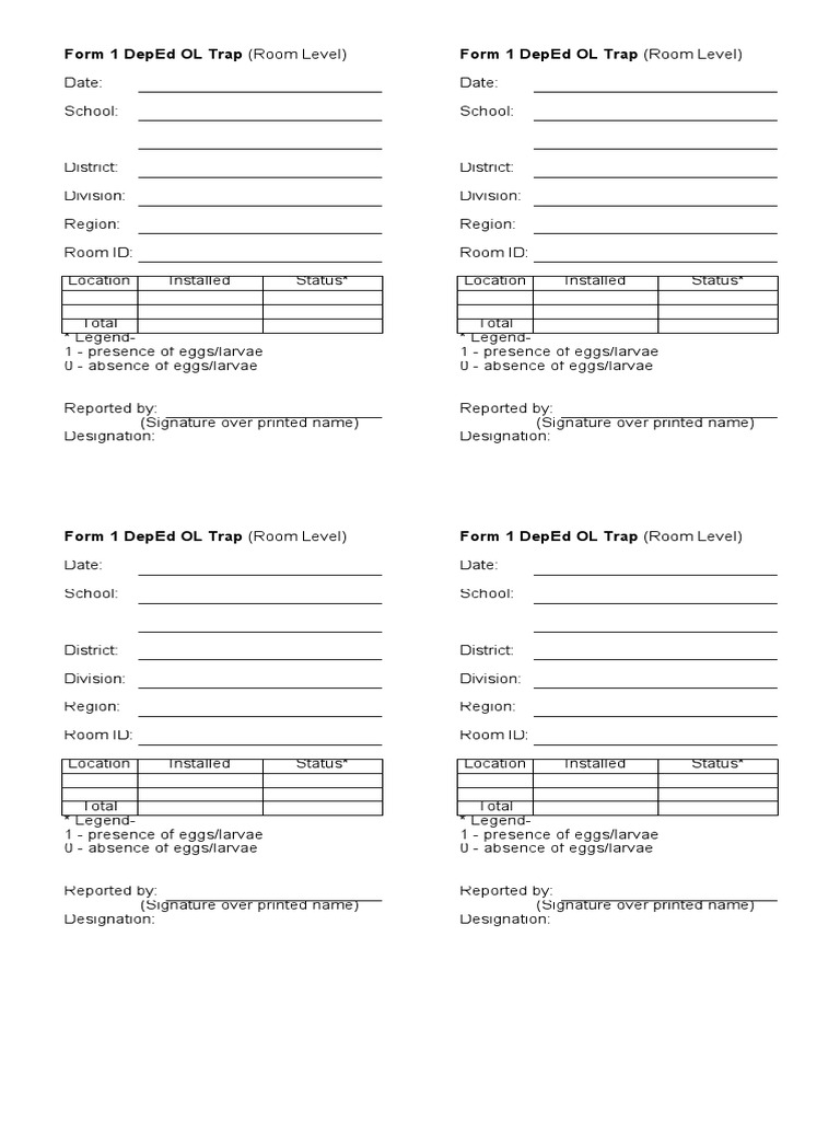 Form 1 Deped Ol Trap (Room Level) Form 1 Deped Ol Trap (Room Level) | PDF
