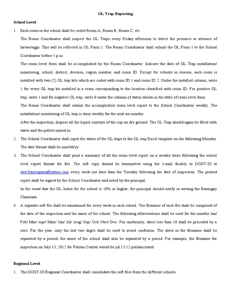 OL Trap Reporting School Level | PDF | Computing | Computing And ...